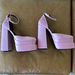 Versace | Shoes | Versace Medusa Aevitas Satin Platforms | Poshmark